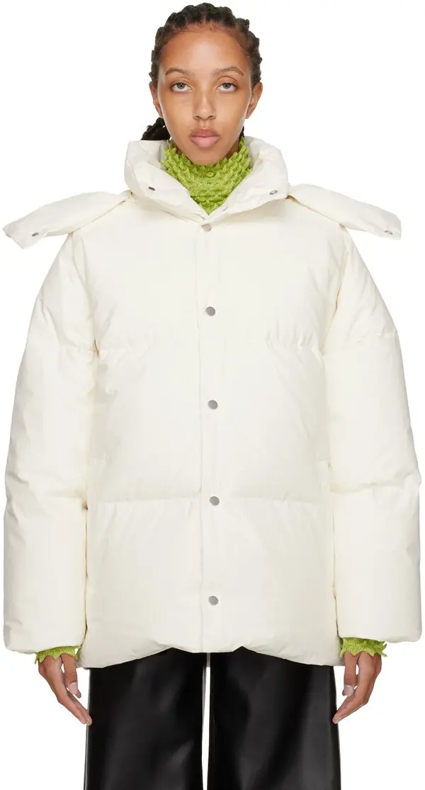 Bottega Veneta Off-white Puffer Down Jacket - 9071 Chalk | Editorialist